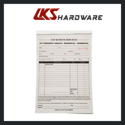 Receipt Book (Invoices) For Locksmith | Lks Hardware